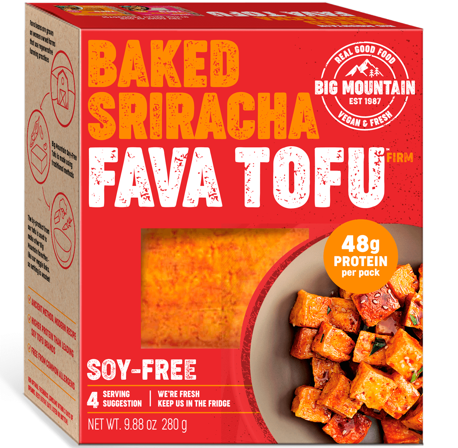 Vegan Baked Fava Tofu with Sriracha